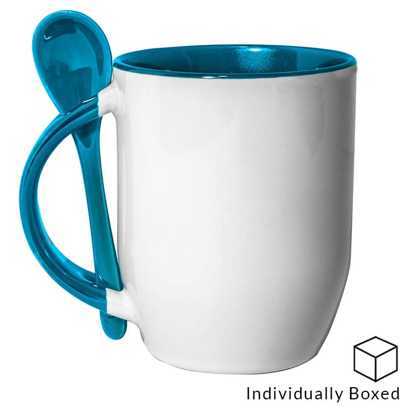 Light Blue Two Tone Sublimation Mug with Spoon – Dye Sublimation Supplies