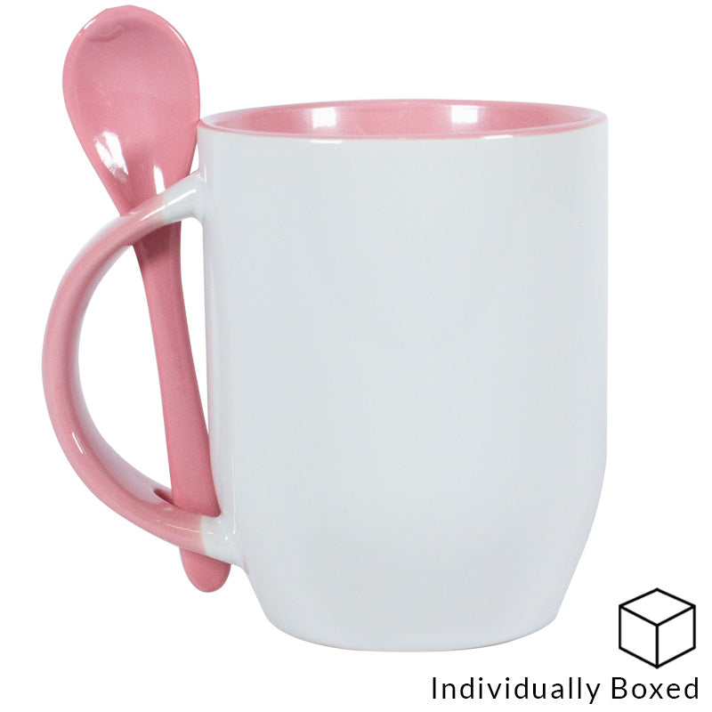 Pink Two Tone Sublimation Mug with Spoon – Dye Sublimation Supplies